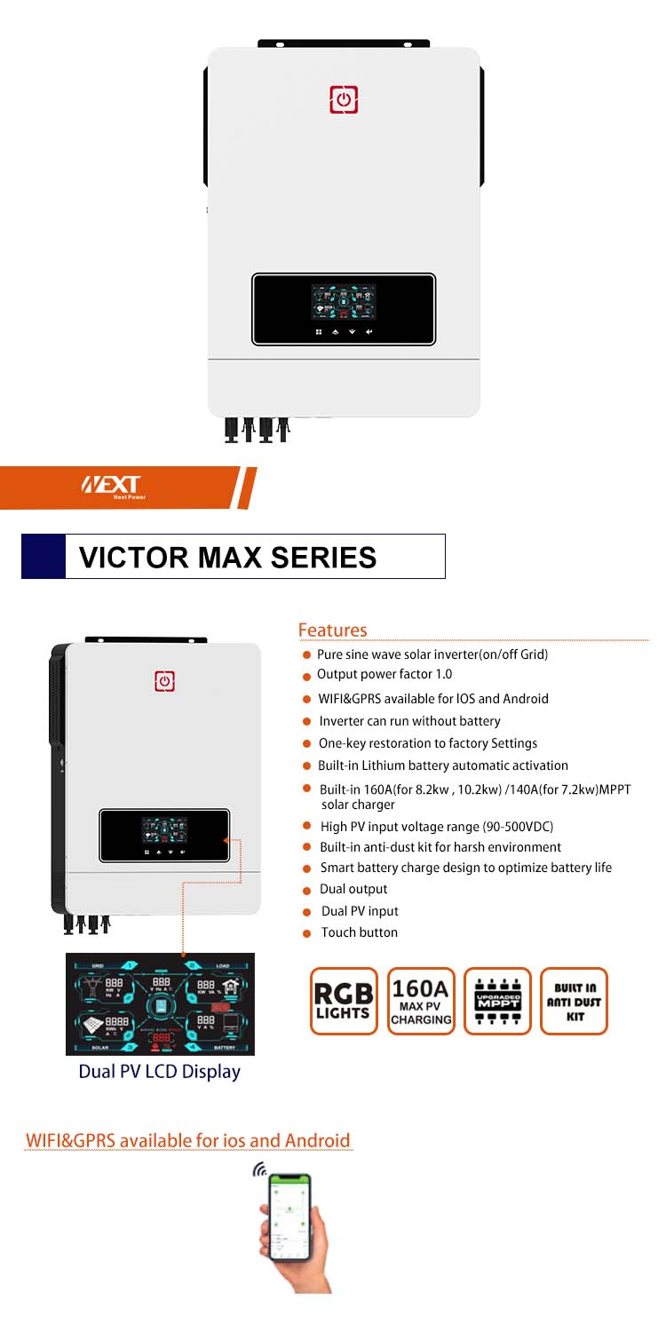 Factory Hybrid Solar Inverter MAX DUAL PV 10.2KW 160A MPPT power ...